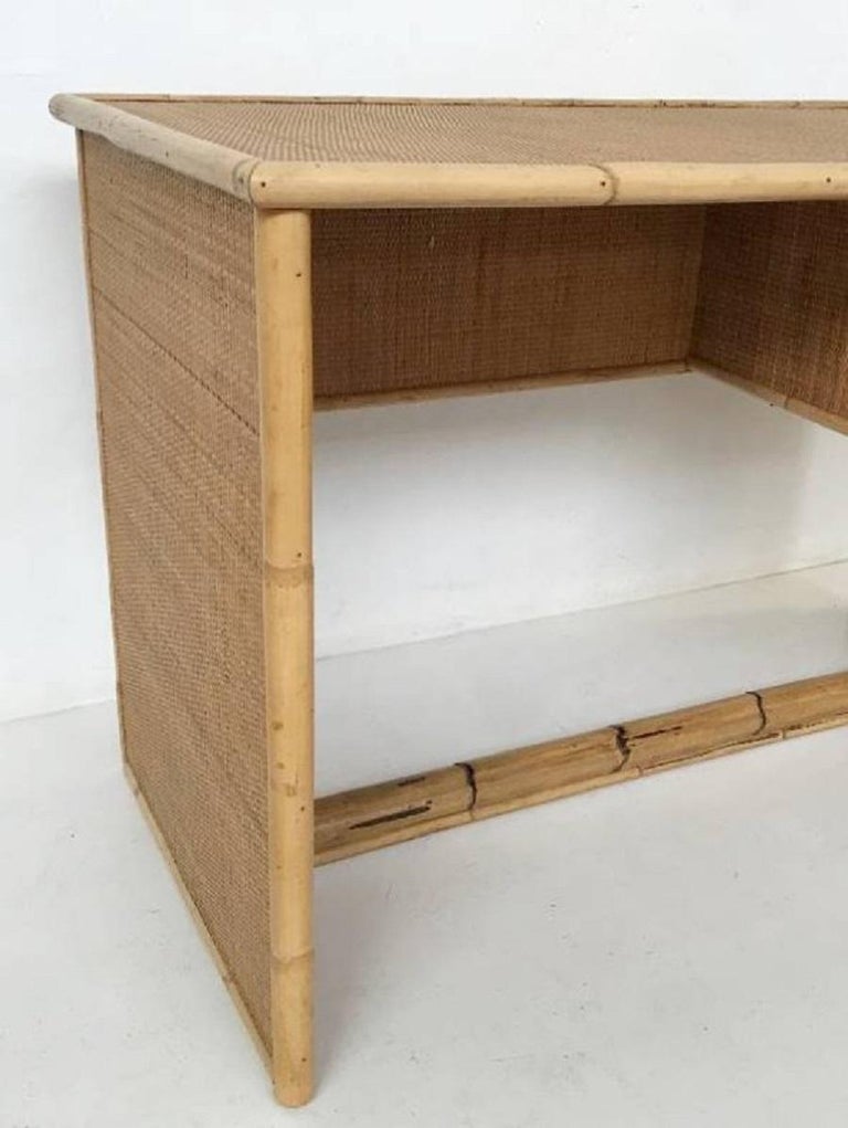 Del Vera Italian Bamboo and Wicker-Rattan Desk at 1stDibs