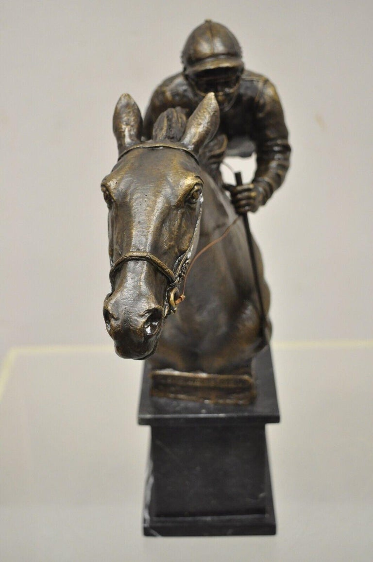 Delaware Park Bronze Equestrian Race Horse and Jockey Rider Bust ...