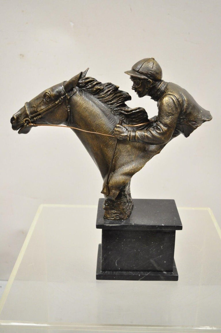 Delaware Park Bronze Equestrian Race Horse and Jockey Rider Bust ...