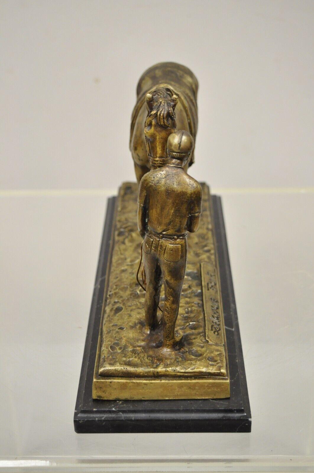 Delaware Park Bronze Equestrian Rider Jockey Feeding Race Horse Statue ...