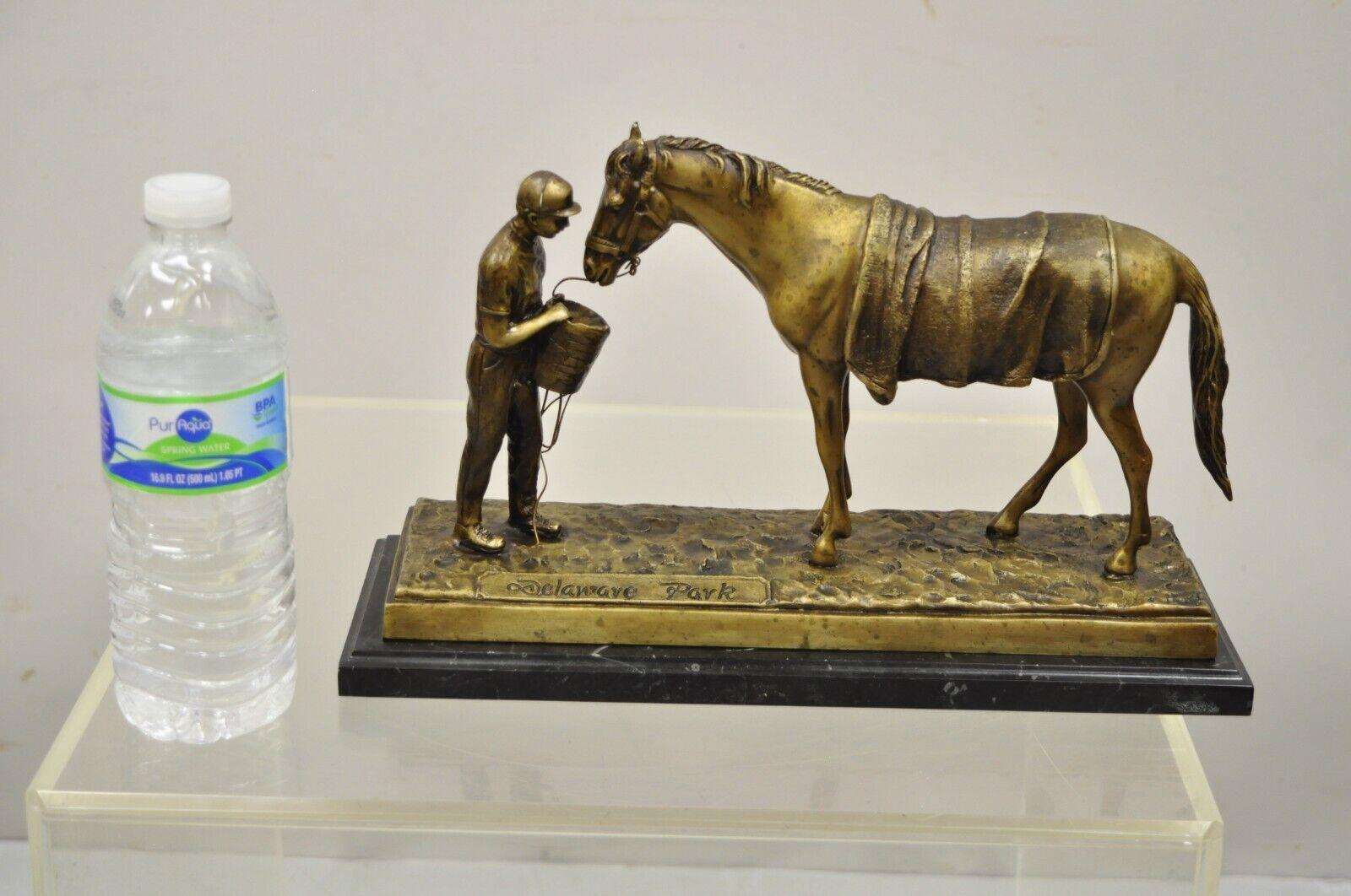 Delaware Park Bronze Equestrian Rider Jockey Feeding Race Horse Statue ...