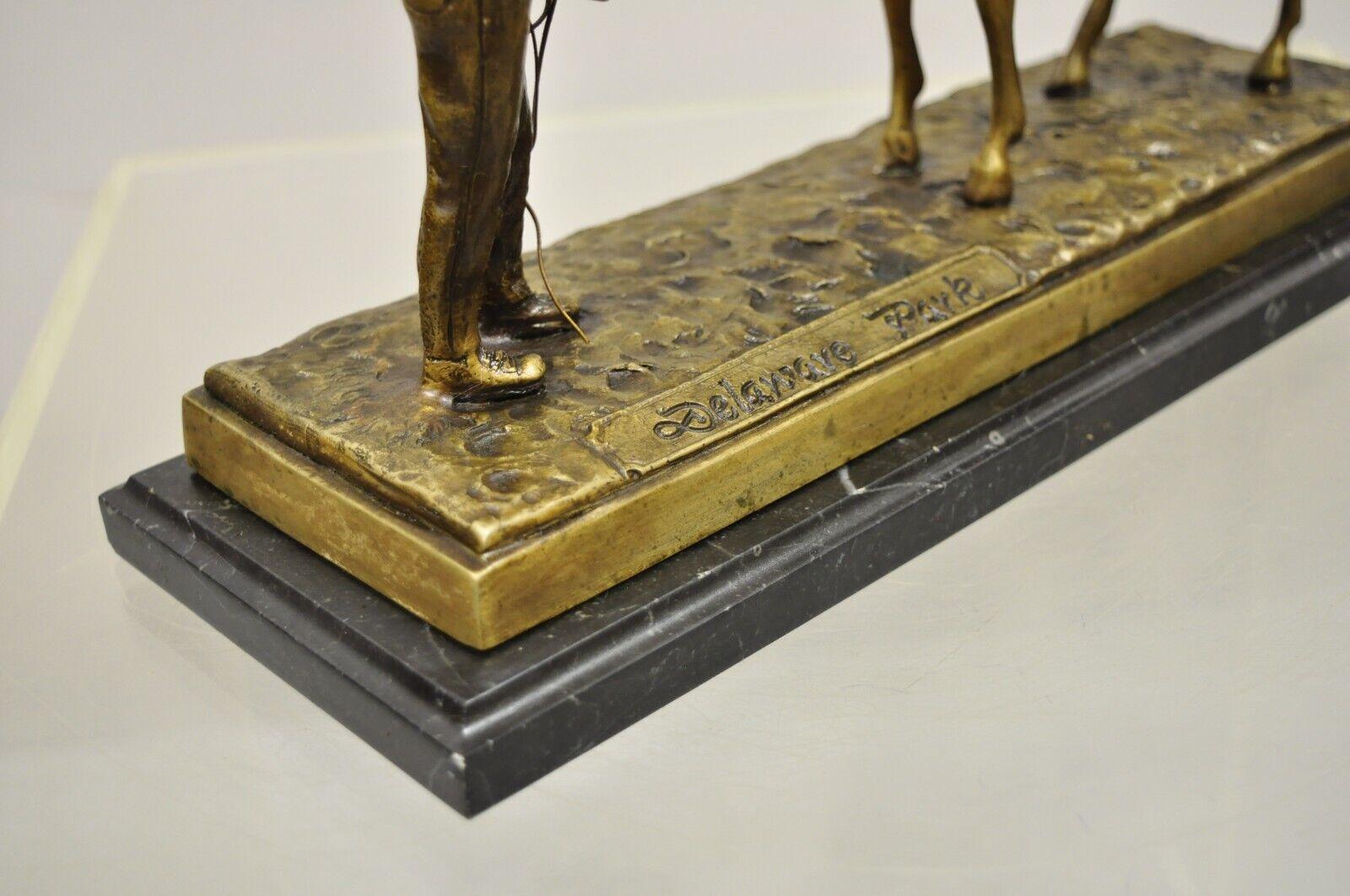 Delaware Park Bronze Equestrian Rider Jockey Feeding Race Horse Statue ...