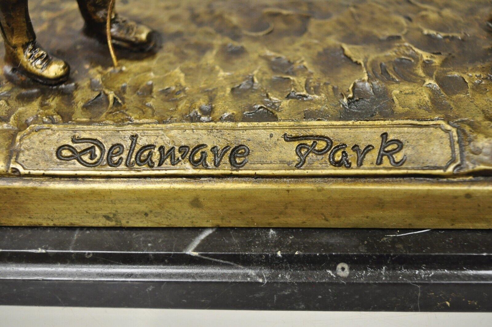 Delaware Park Bronze Equestrian Rider Jockey Feeding Race Horse Statue ...