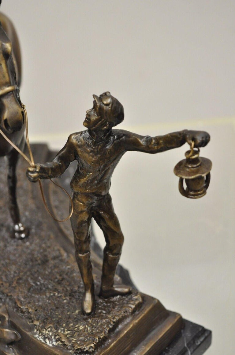 Delaware Park Bronze Equestrian Rider Jockey Leading Race Horse Lantern ...