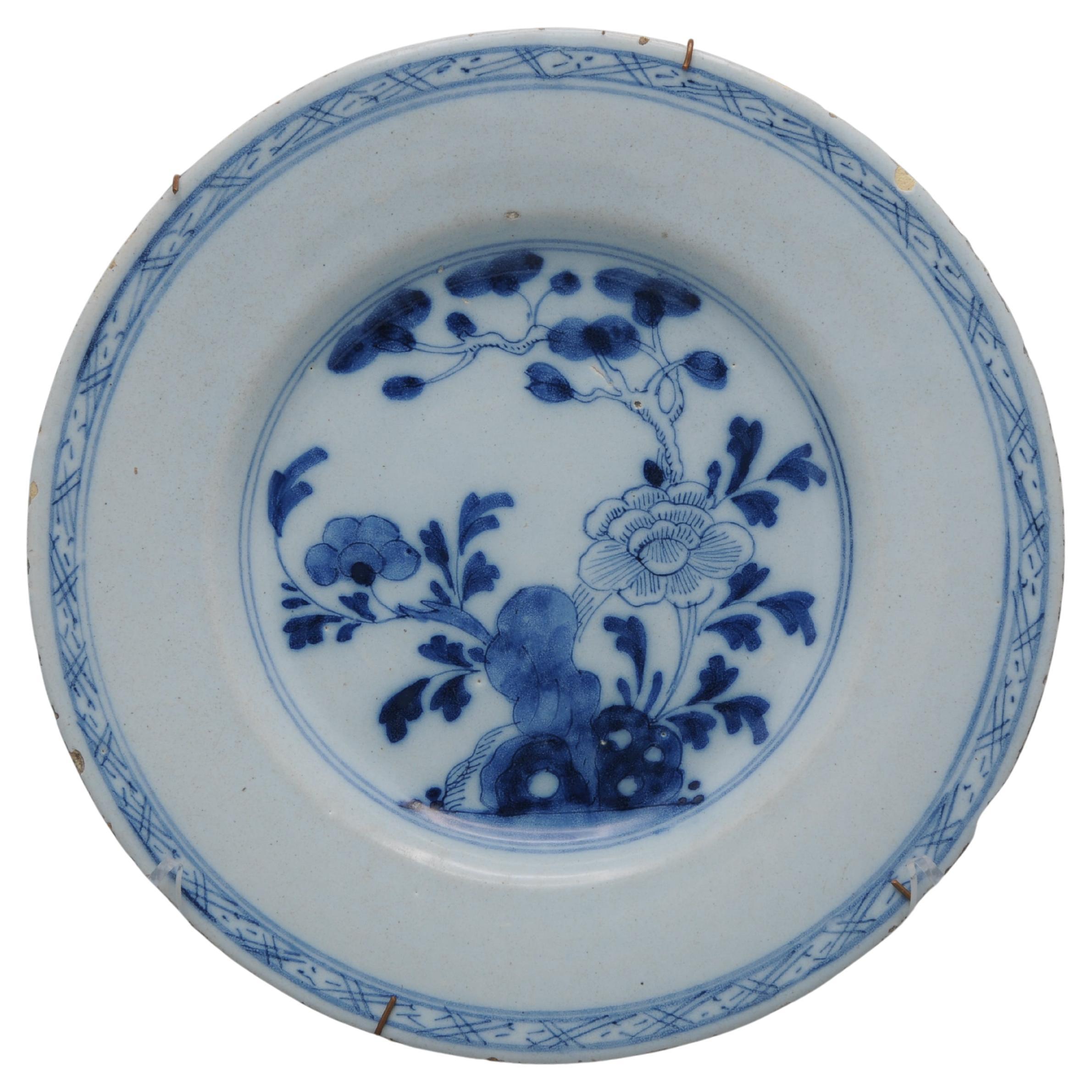 Delft - 18th century 'Chinoiserie' Blue and White Delft Plate at 1stDibs