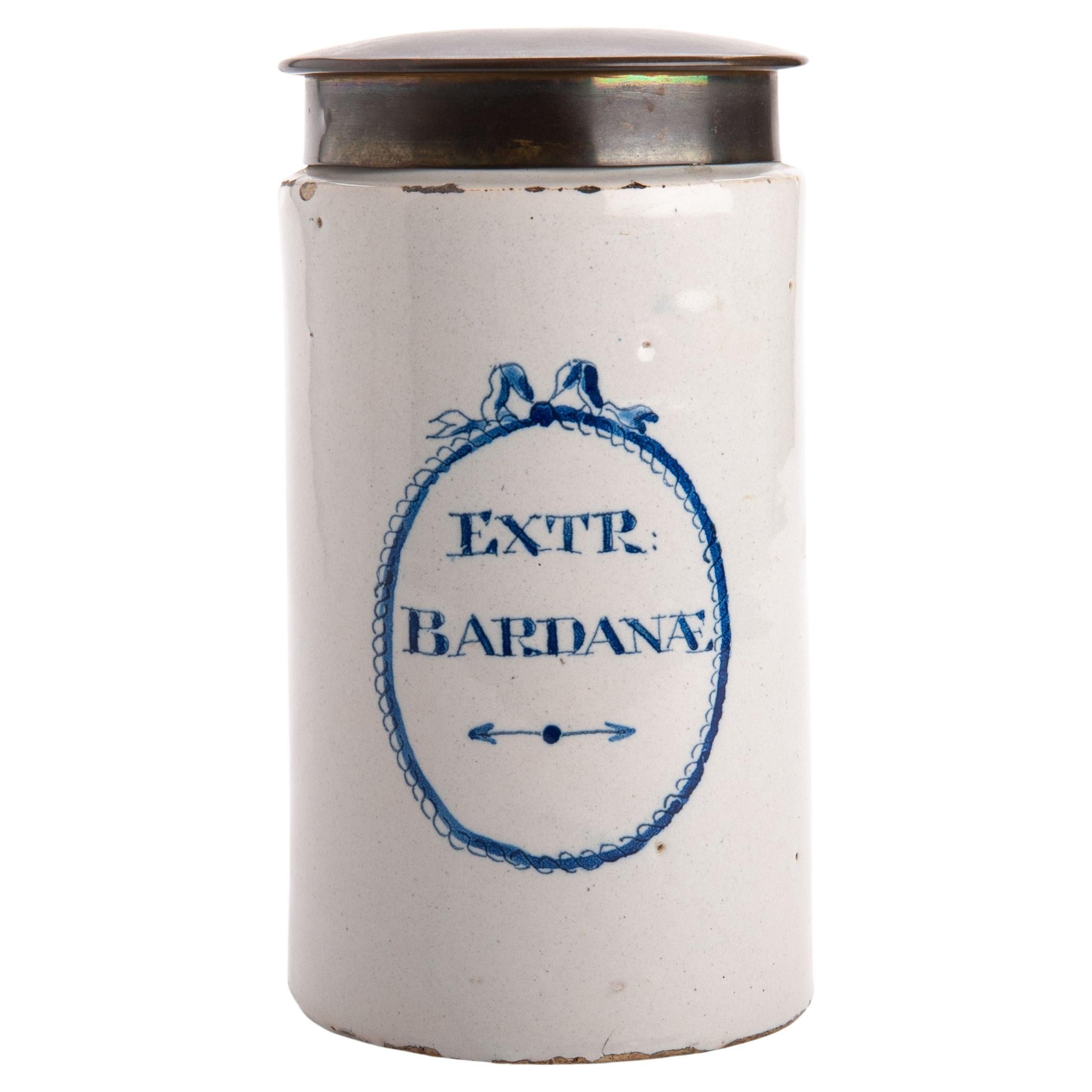 Delft Ceramic Drug Jar, circa 1800 For Sale at 1stDibs