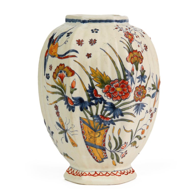 Delft Faience Polychrome Painted Pottery Vase, 18th-19th Century at ...