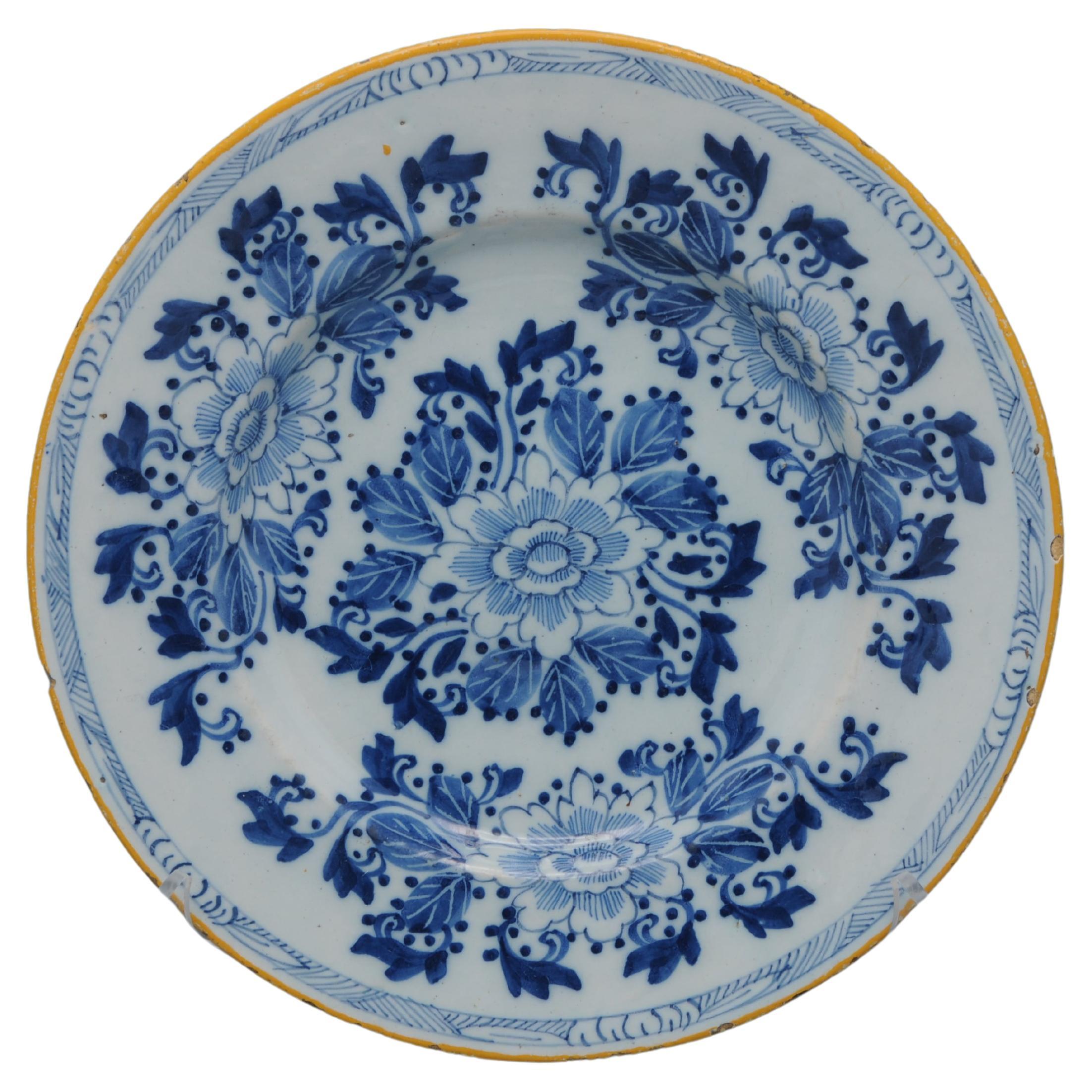 Delft - floral chrysanthemum plate by "The Porceleyne Bijl' - Late 18th ...