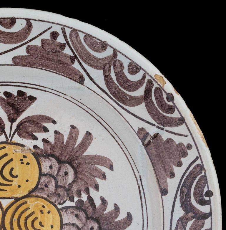 Delft Majolica Dish with Fruit in Purple and Yellow the Netherlands ...