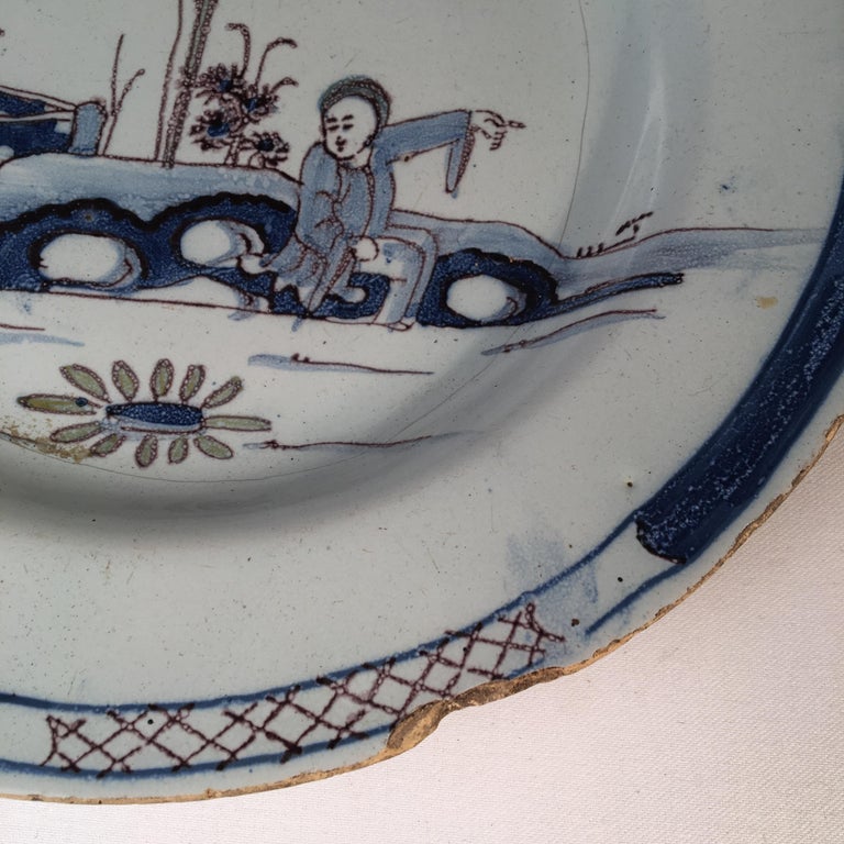 Delft Plate in the Chinese Style, 18th Century at 1stDibs