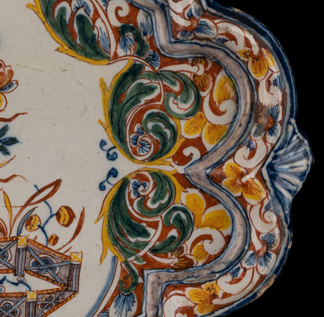 Delft Polychrome plaque with a flower vase 1740-1760 For Sale at ...
