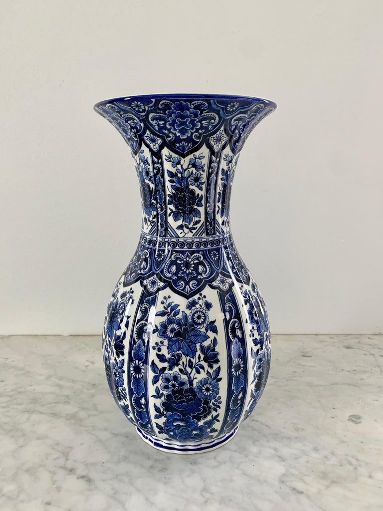 Delfts Royal Boch Blue and White Chinoiserie Porcelain Vase For Sale at ...