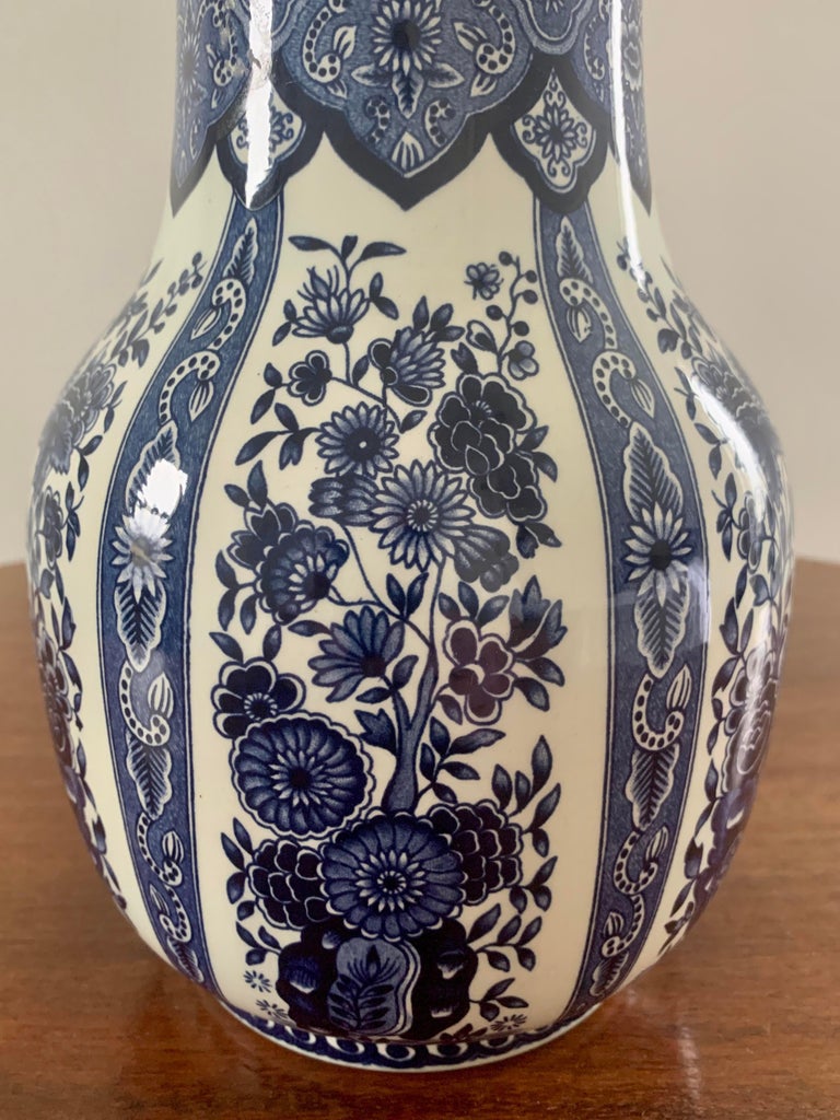 Delfts Royal Sphinx by Boch Blue and White Vases, Pair For Sale at 1stDibs