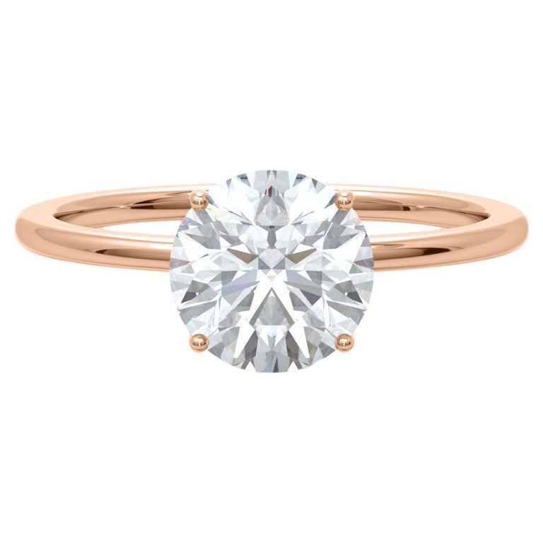 Delicate 3 Carat Round Diamond Engagement Ring in Rose Gold For Sale at ...