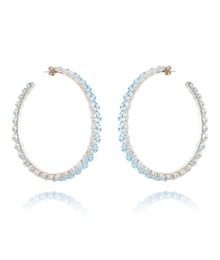 Delicate Blossom Large Gemstone Hoops For Sale at 1stDibs