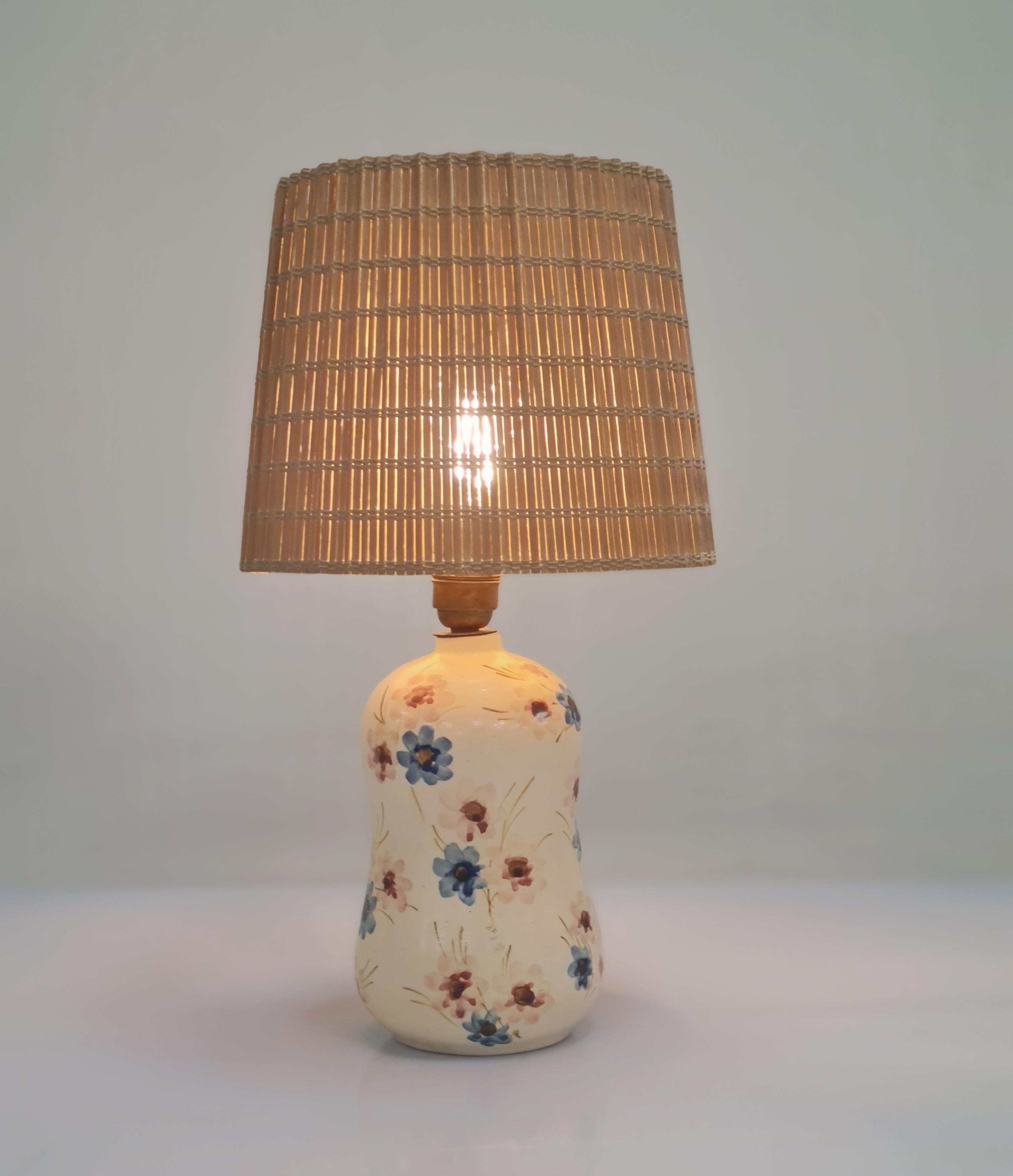 Delicate Ceramic Table Lamp, Hand Painted Flowers, Kupittaan Savi ...