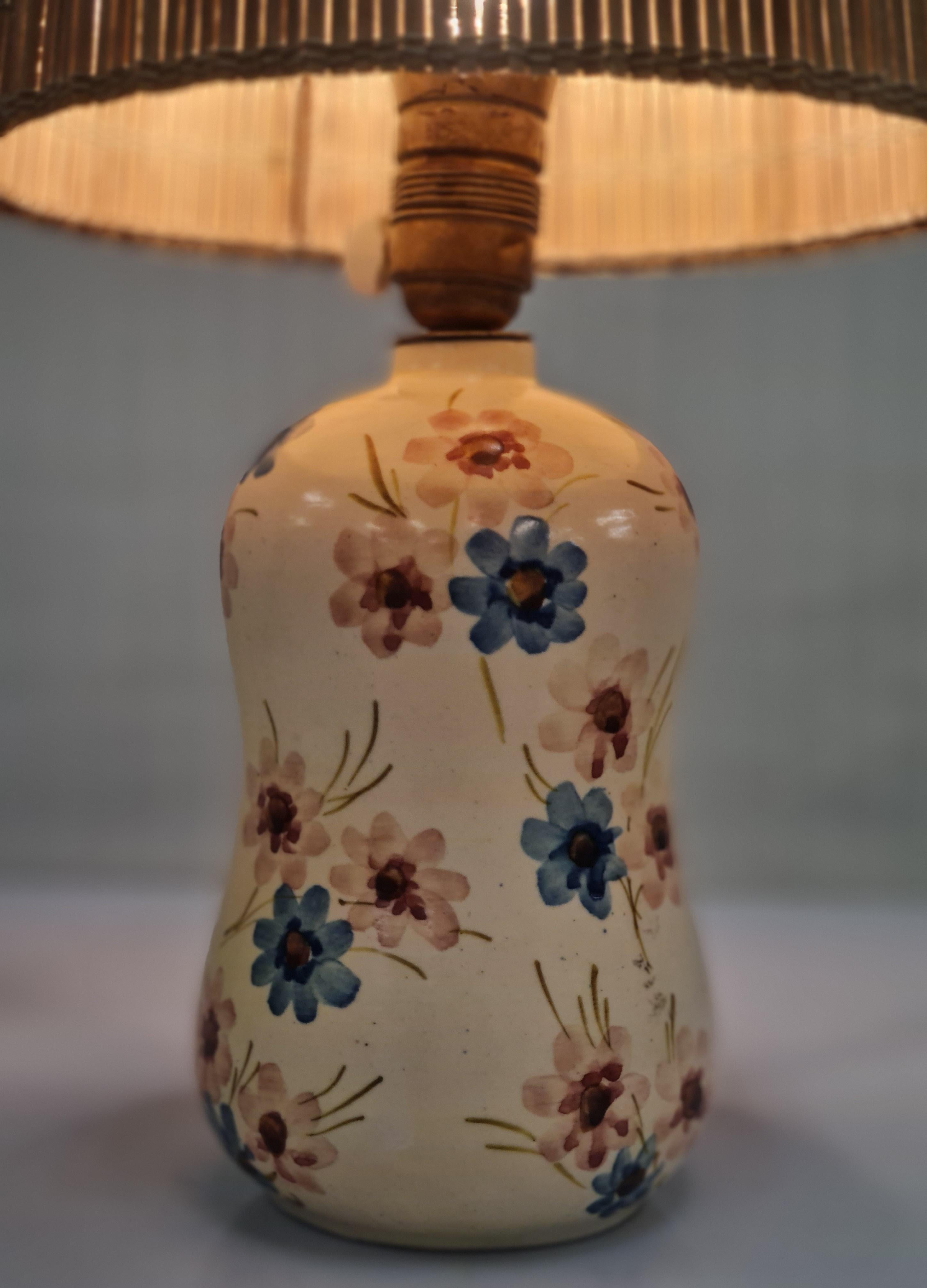 Delicate Ceramic Table Lamp, Hand Painted Flowers, Kupittaan Savi ...
