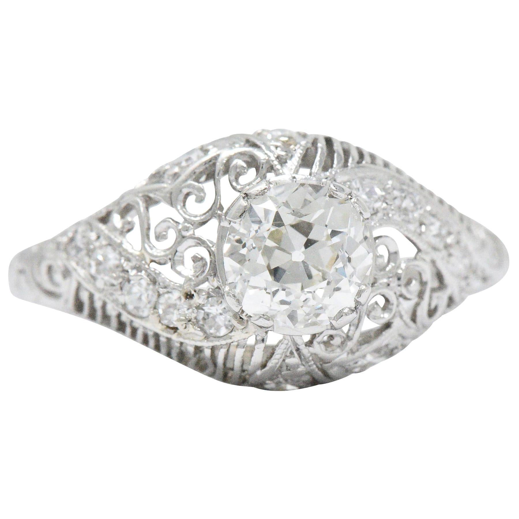 GIA Certified .70 Carat Diamond Filigree Platinum Engagement Ring For ...