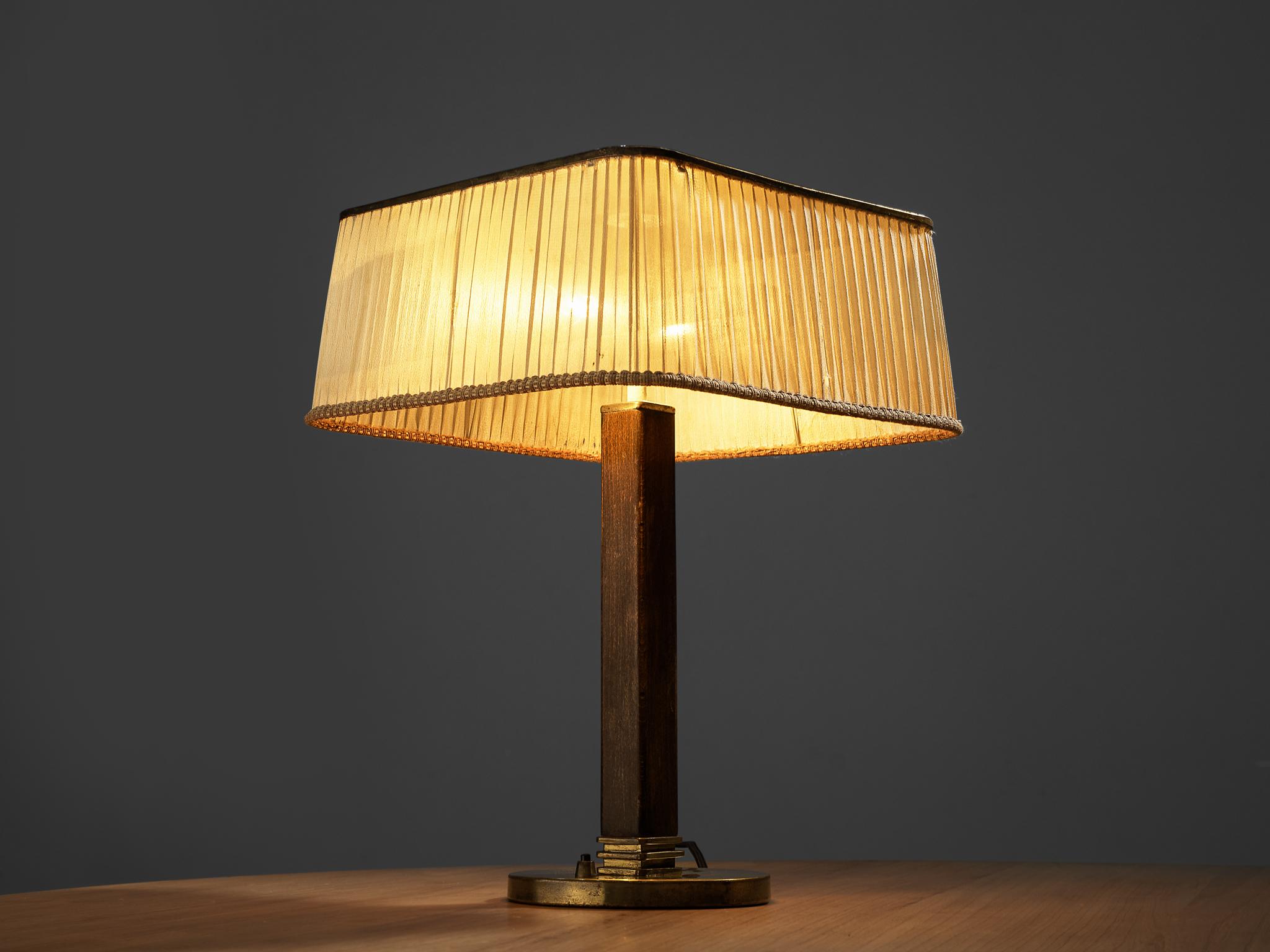Paavo Tynell for Taito Table Lamp in Brass and Fabric For Sale at 1stDibs