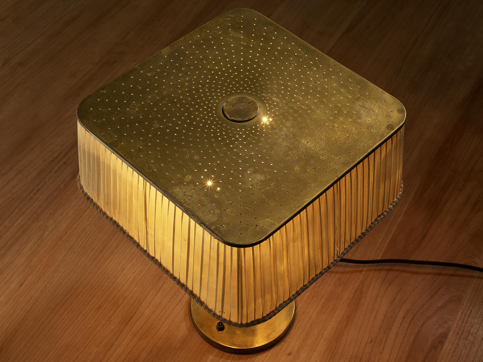 Paavo Tynell for Taito Table Lamp in Brass and Fabric For Sale at 1stDibs