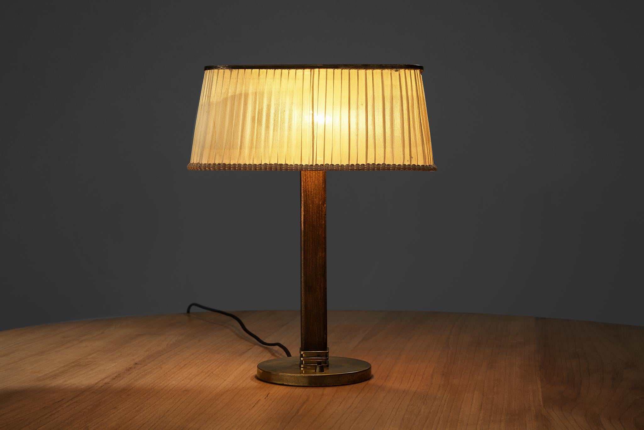 Paavo Tynell for Taito Table Lamp in Brass and Fabric For Sale at 1stDibs