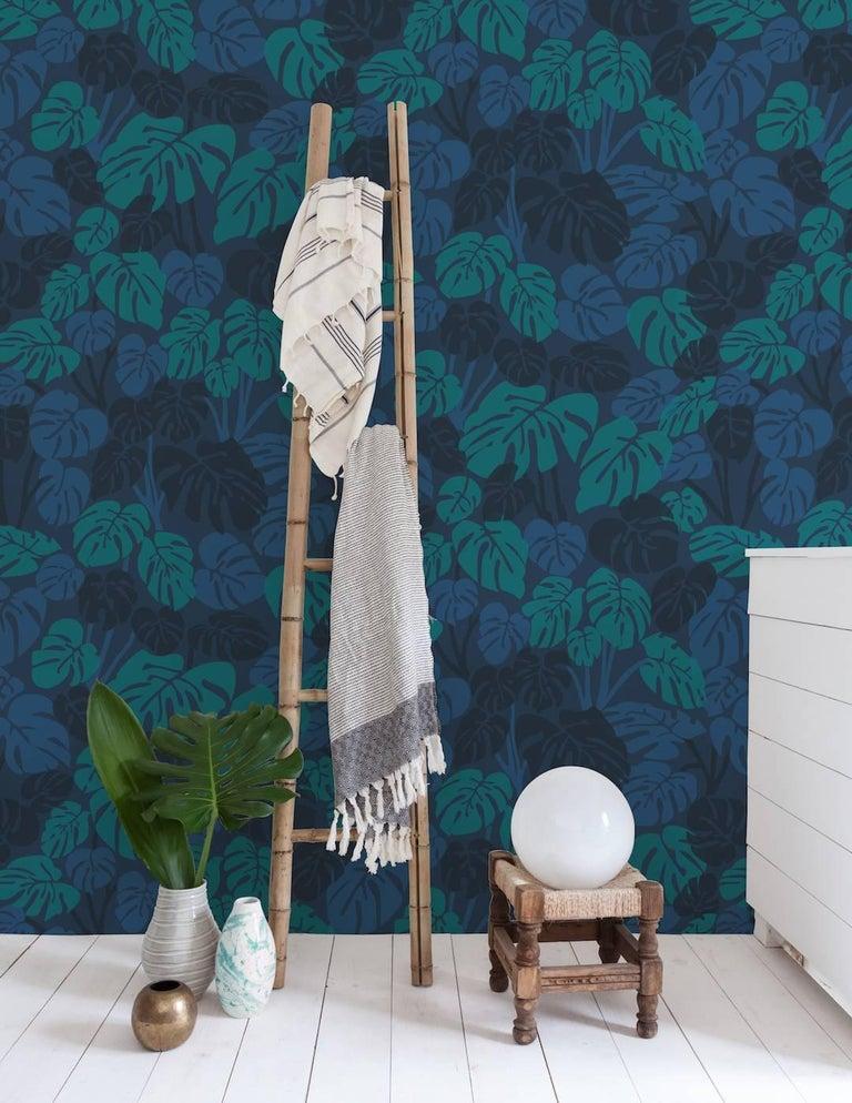 Deliciosa Designer Wallpaper in Moonlight 'Teal, Blue, Navy and Cobalt ...