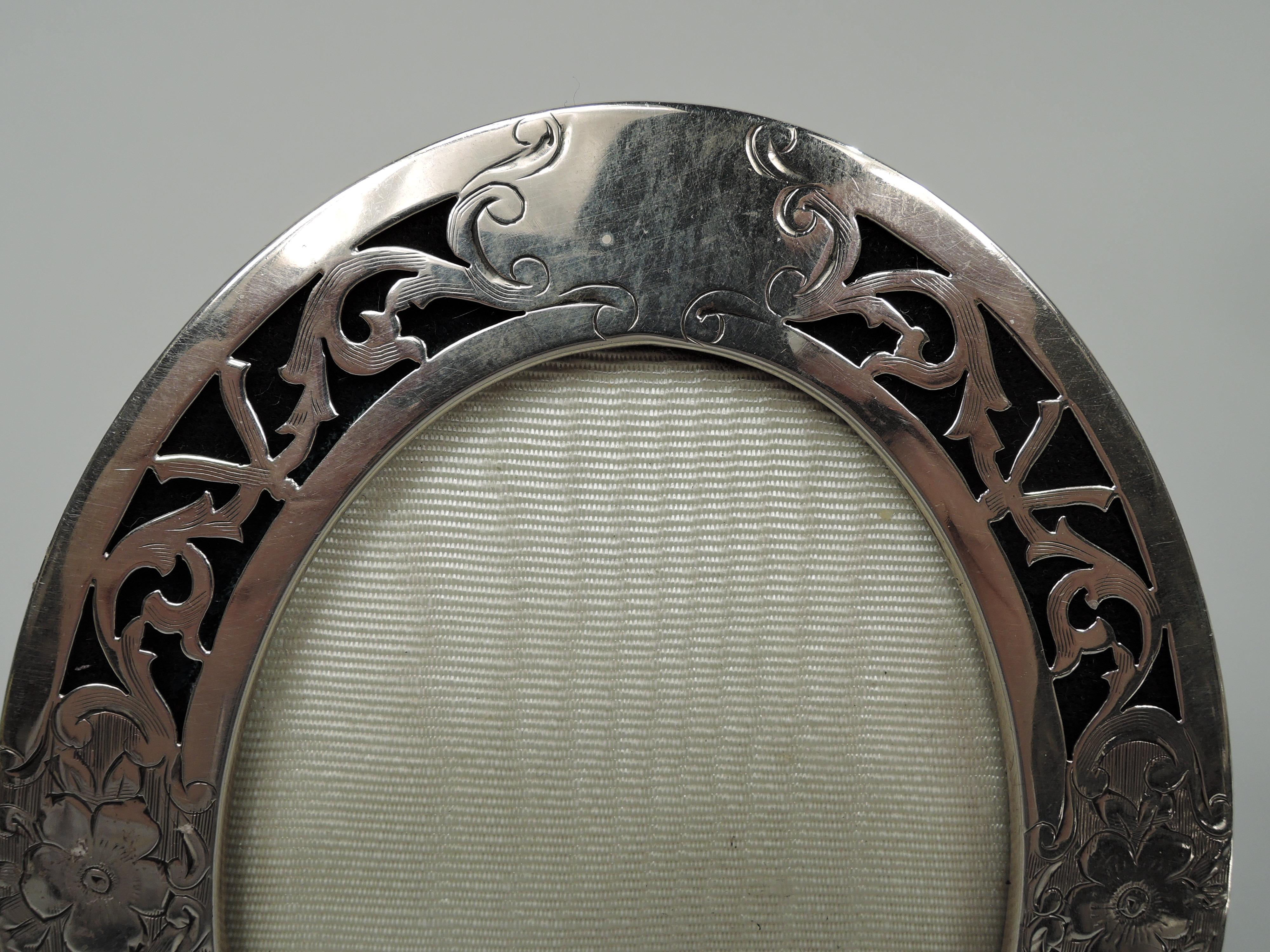 Delightful American Art Nouveau Sterling Silver Oval Picture Frame For ...