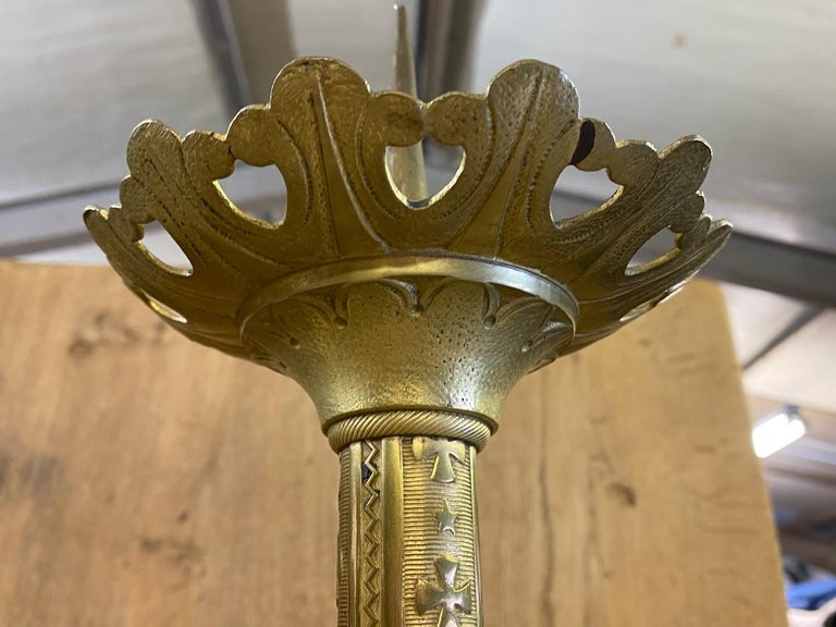 Delightful Pair French Brass Pricket Candle Sticks For Sale at 1stDibs