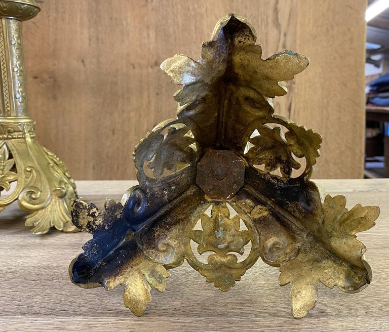 Delightful Pair French Brass Pricket Candle Sticks For Sale at 1stDibs