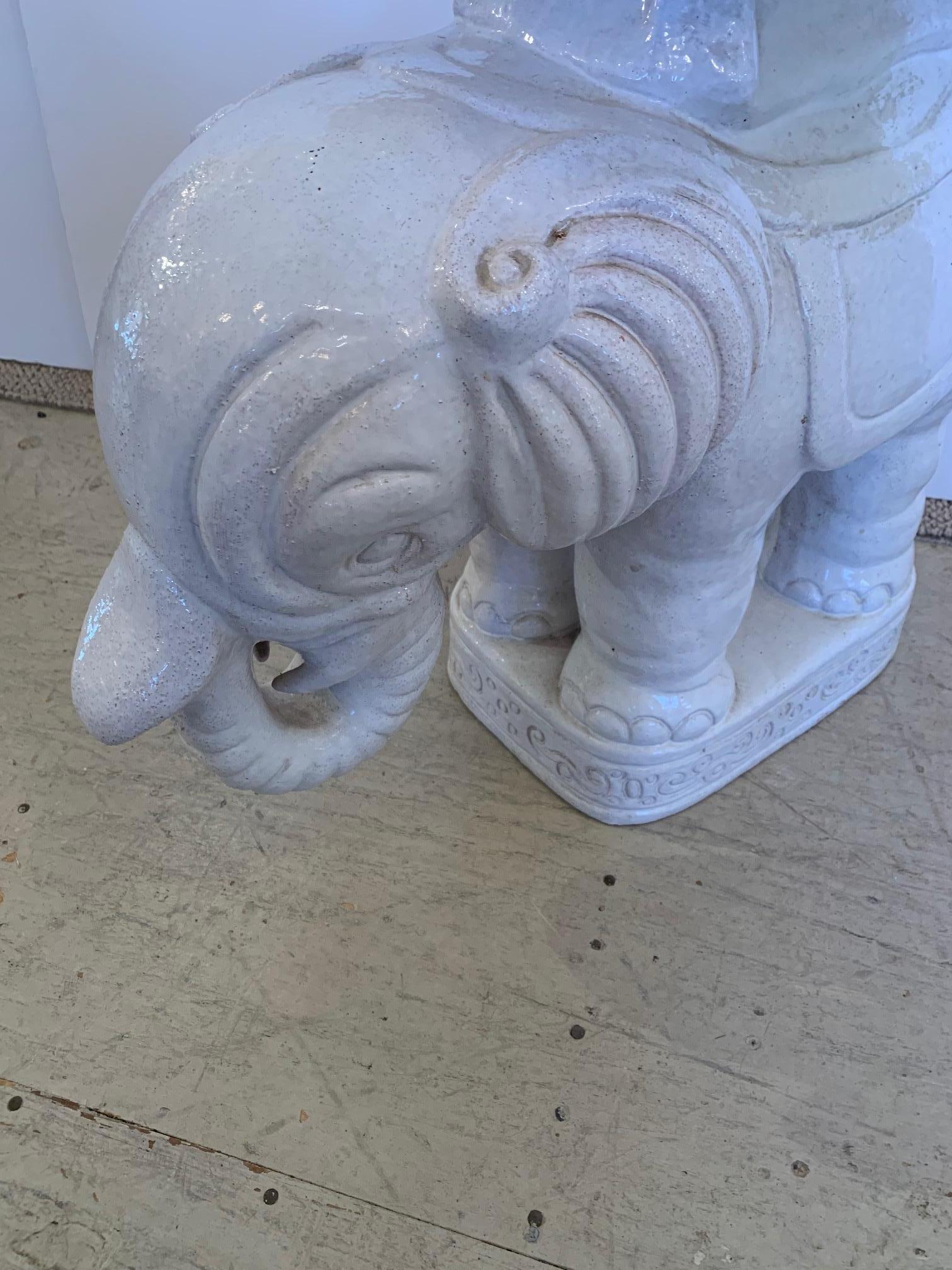 Delightful Terracotta Glazed Elephant End Side Table at 1stDibs