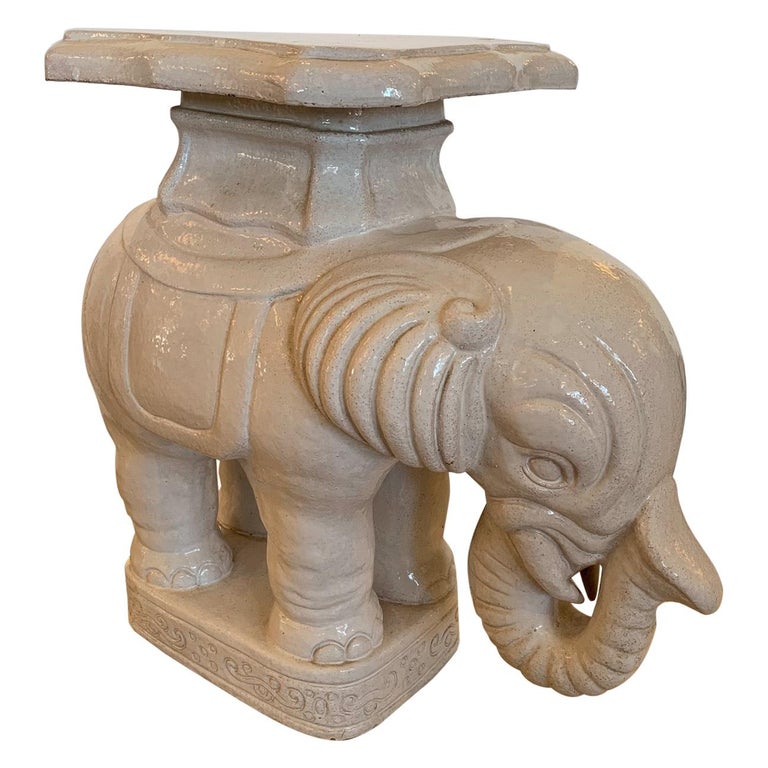 Delightful Terracotta Glazed Elephant End Side Table For Sale at 1stDibs