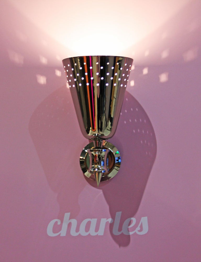 Charles Wall Light in Brass with Nickel-Plated Finish For Sale at 1stDibs