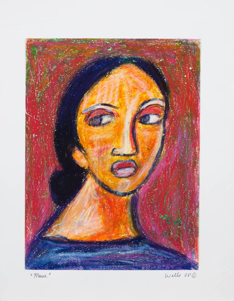 Della Wells - "Marie," Oil Pastel Portrait Drawing signed by Della ...