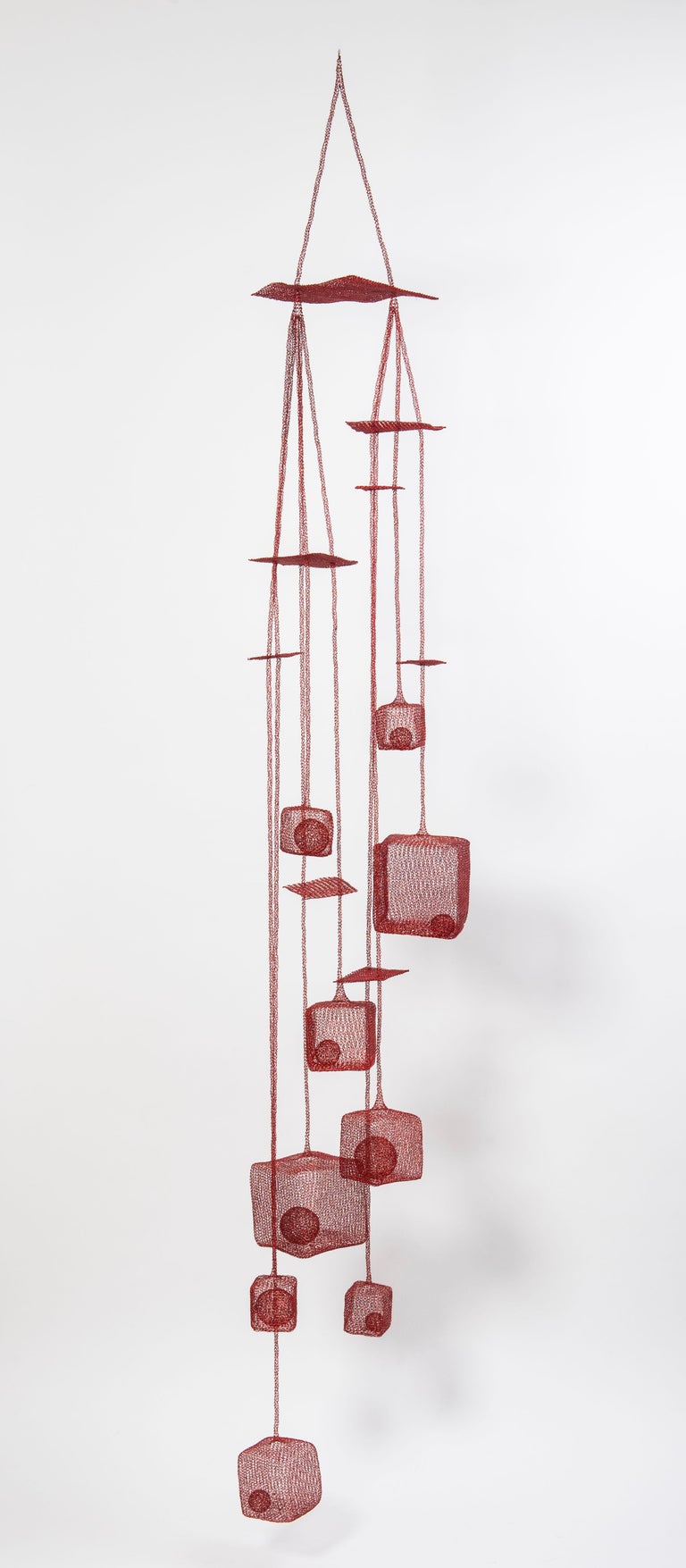 Delphine Grandvaux - "Tokyo", Airy Woven Red Metal Hand-Made Pendant ...