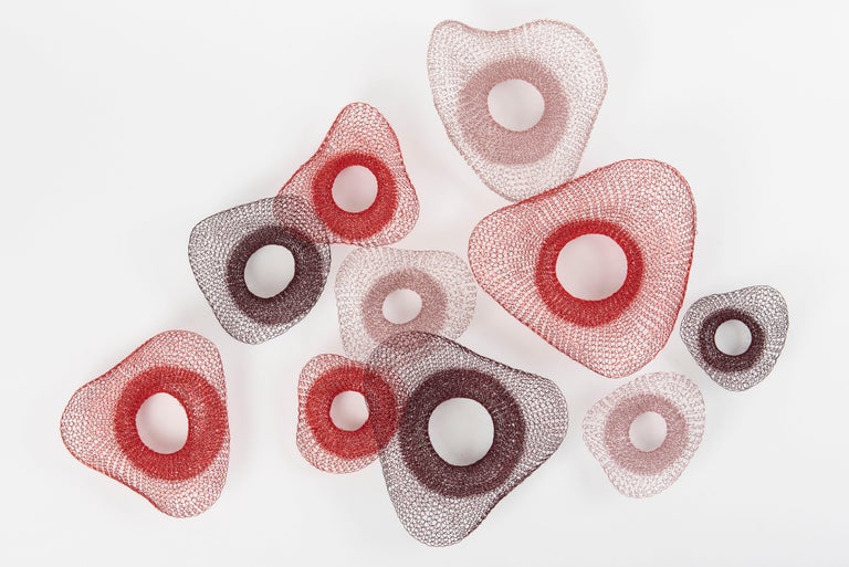 Delphine Grandvaux - "Whispering", Red Pink Burgundy Metal Hand-Woven ...