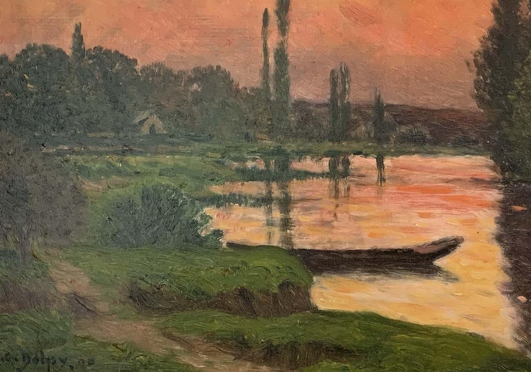 Delpy Hippolyte Camille "Edge of river at sunset" Panel For Sale at 1stDibs