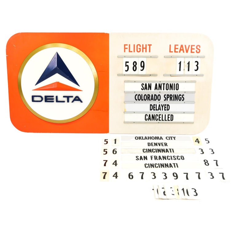 Delta Airlines Terminal Flight Board, C. 1960's at 1stDibs | airlines ...