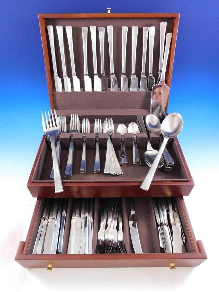 Delta by Christofle France Stainless Steel Flatware Service Set 112 Pcs ...