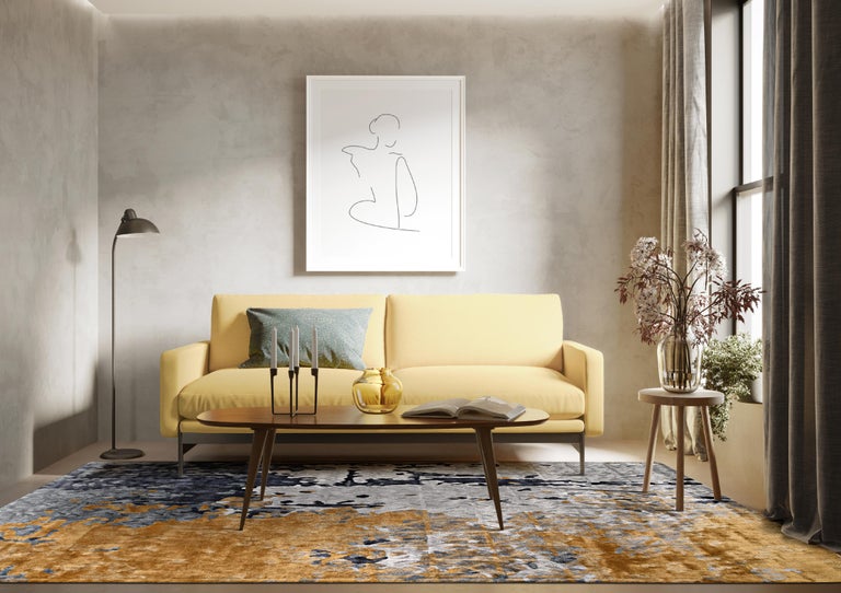 DELTA Hand Tufted Modern Silk Rug in Gold, Rust and Silver Taupe ...