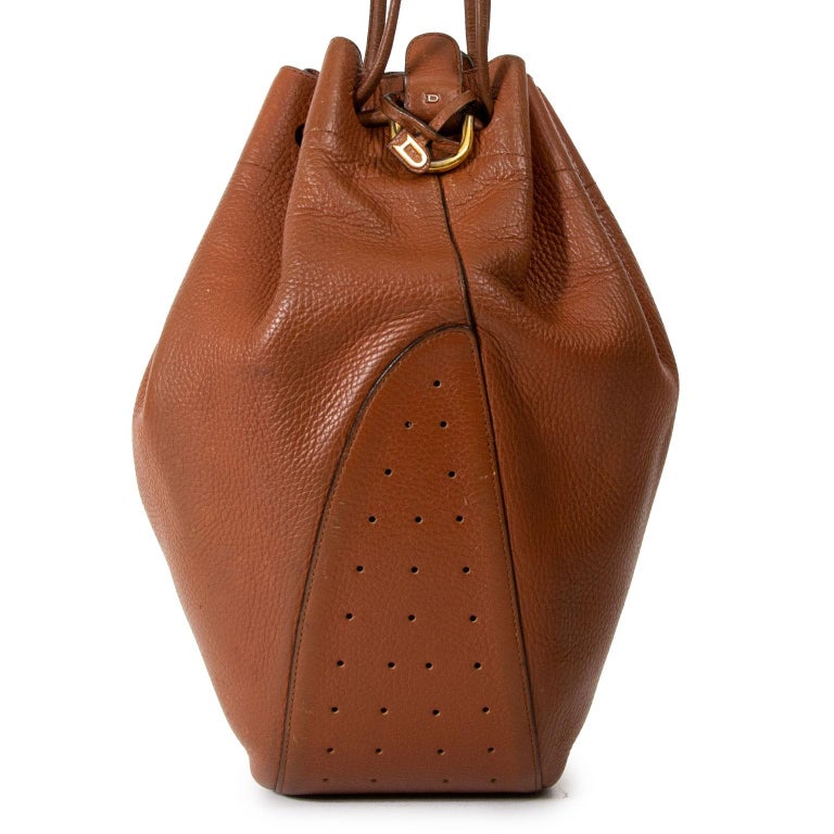 Delvaux Brown Leather Drawstring Bag at 1stDibs