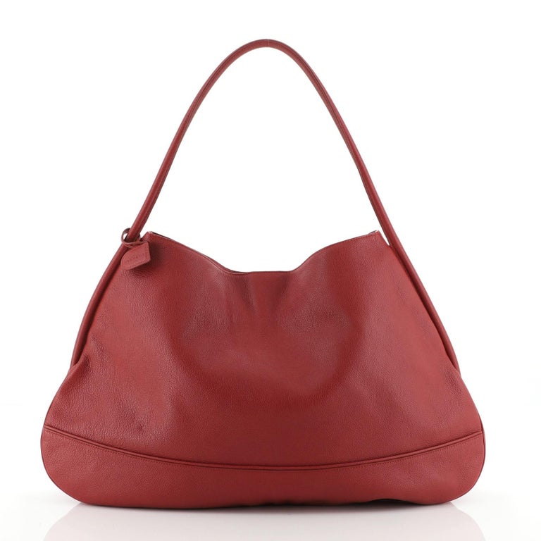 Delvaux Logo Shoulder Bag Leather Large Red at 1stDibs