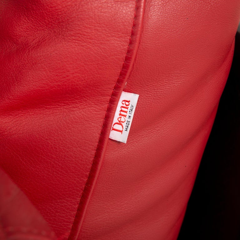 Dema Rataplan Leather Sofa Red Two-Seater Black Armchair Couch at ...