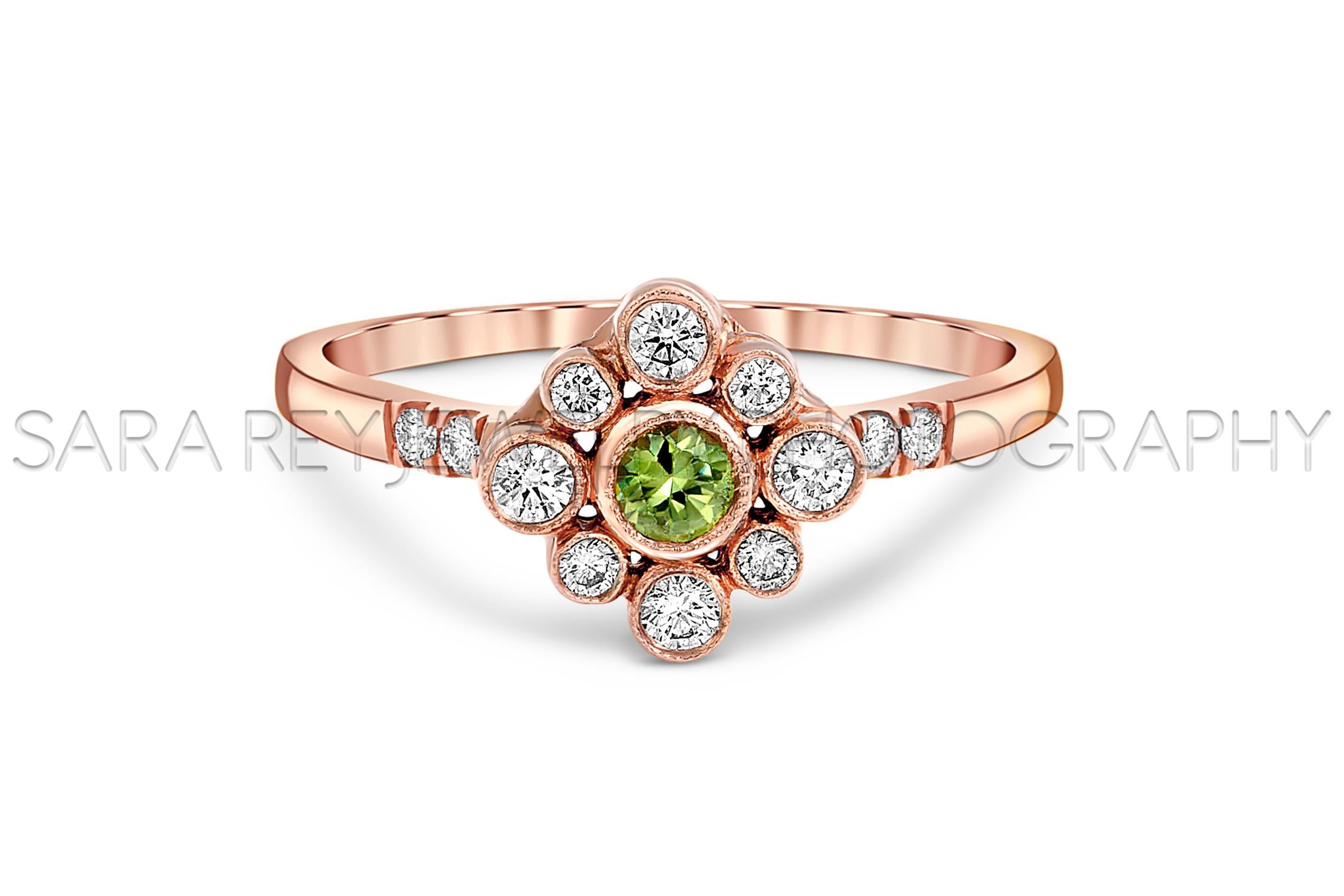 Demantoid Garnet and Diamond Engagement Ring For Sale at 1stDibs ...