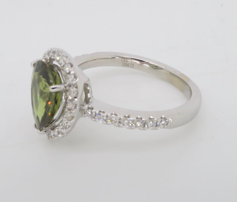 Demantoid Garnet and Diamond Ring Crafted in 18k White Gold For Sale at ...