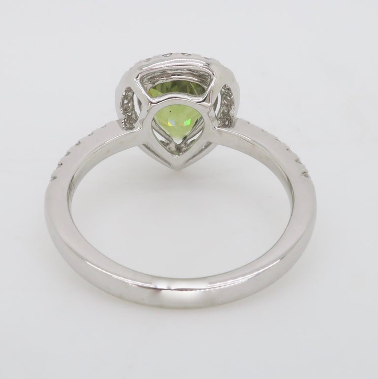 Demantoid Garnet and Diamond Ring Crafted in 18k White Gold For Sale at ...