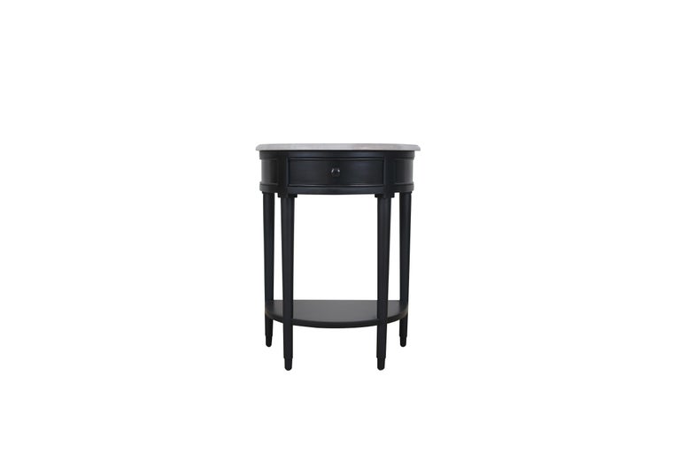 Demilune Mahogany Table with Marble Top in Black Matte Finish For Sale ...
