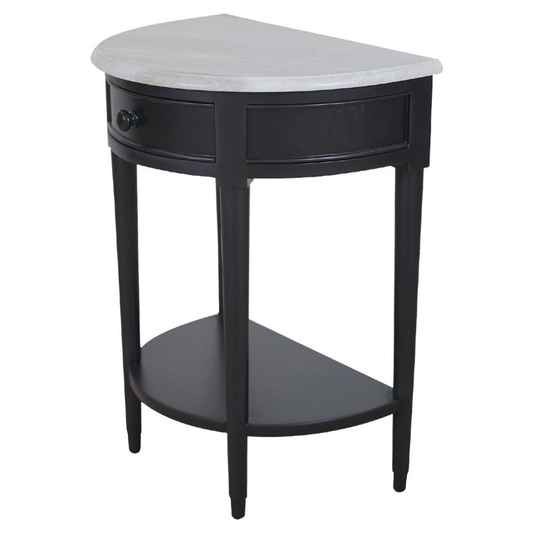 Demilune Mahogany Table with Marble Top in Black Matte Finish For Sale ...