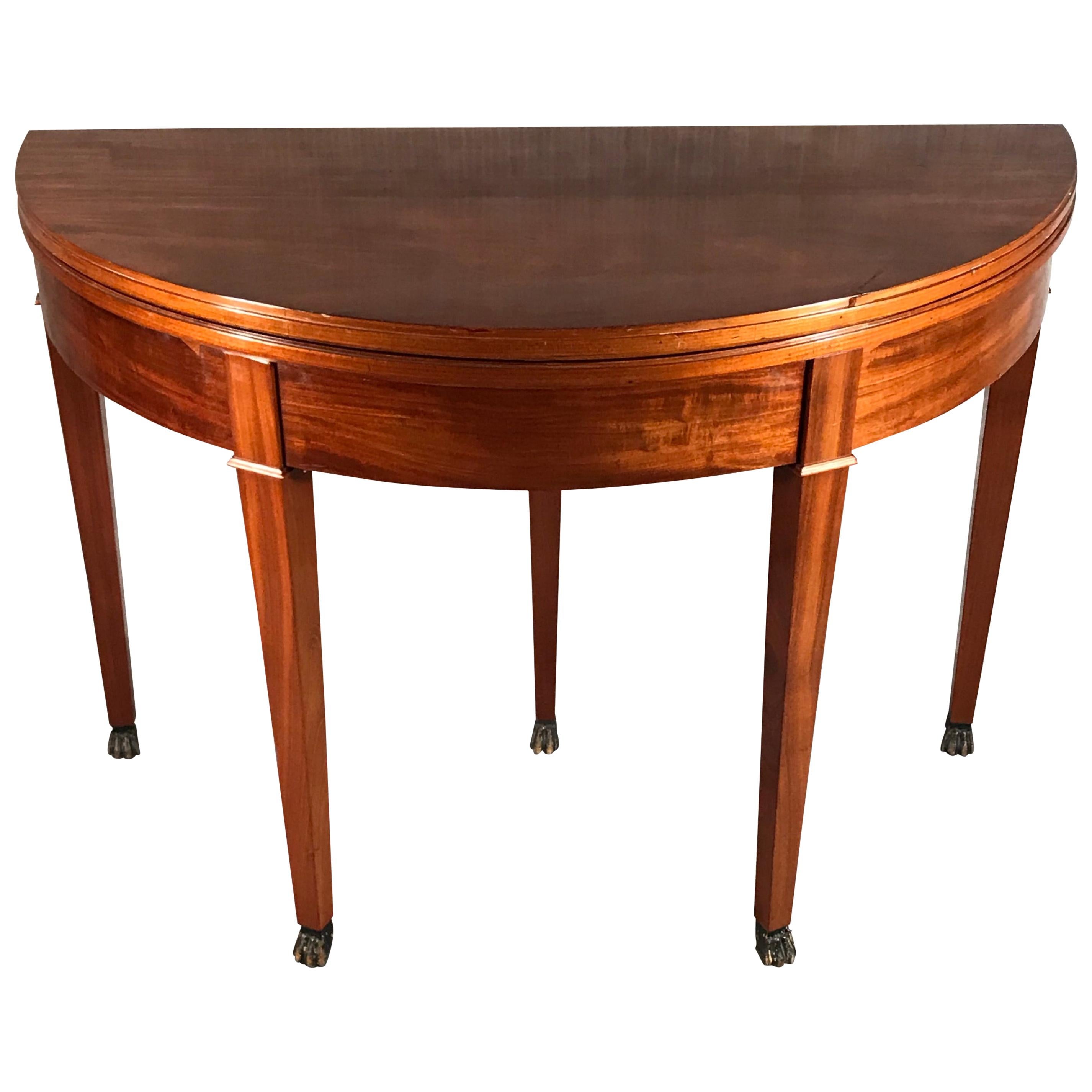 Hepplewhite Inlaid Mahogany Demilune Card Table For Sale at 1stDibs