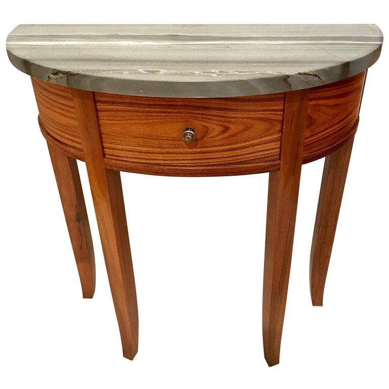 Demilune Table in Exotic Wood and Granite For Sale at 1stDibs