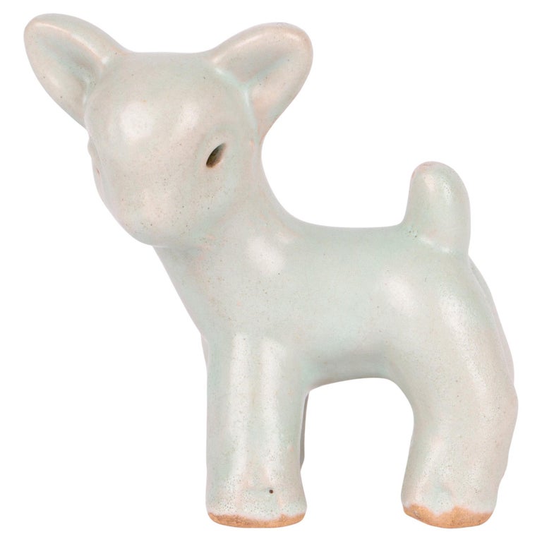 Denby Art Deco Green Glazed Art Pottery Lamb Figure For Sale at 1stDibs